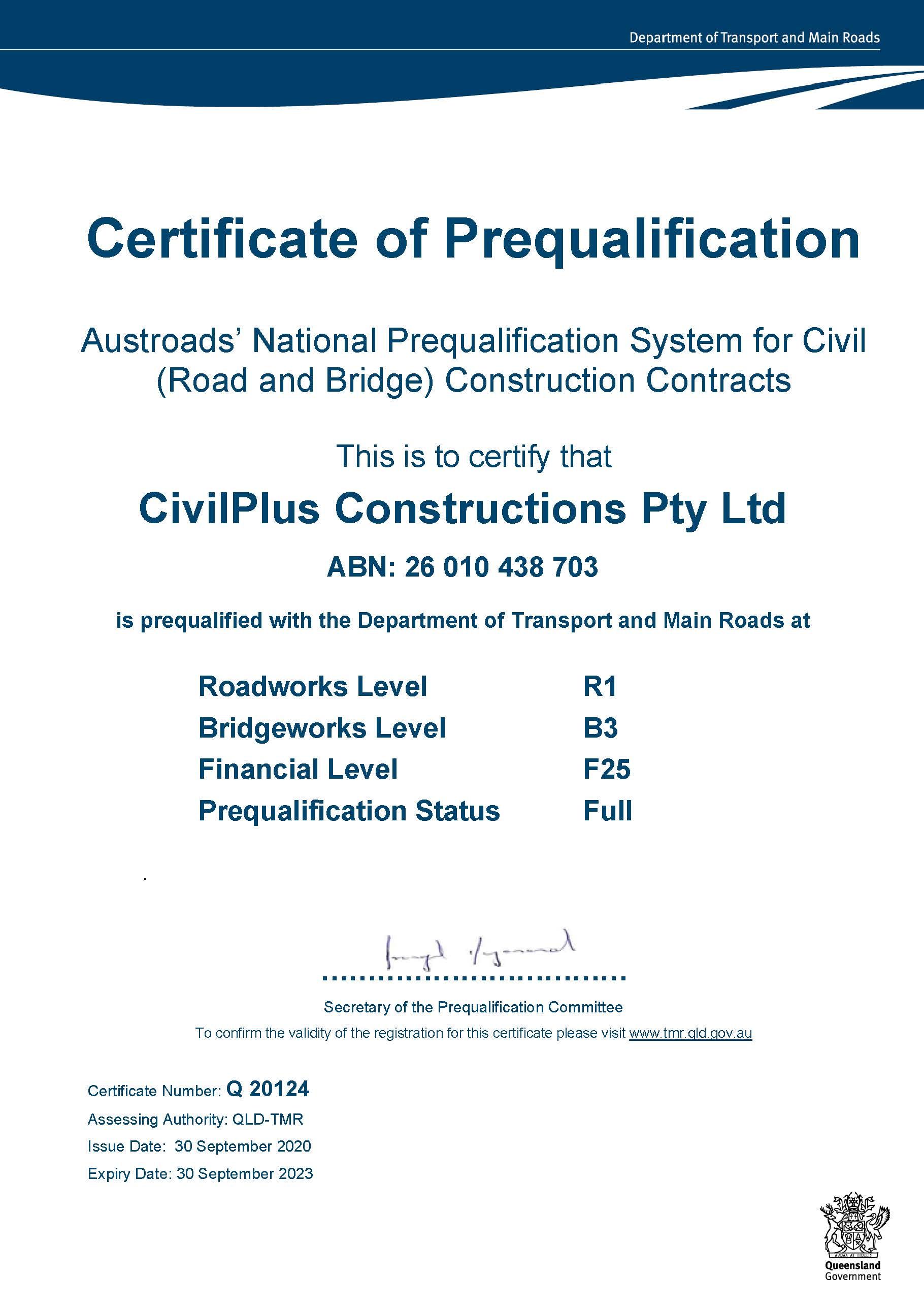Awards and Certifications - CivilPlus Constructions Pty. Ltd